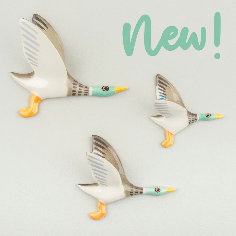 Set of 3 Handmade Ceramic Flying Ducks | Hannah Turner