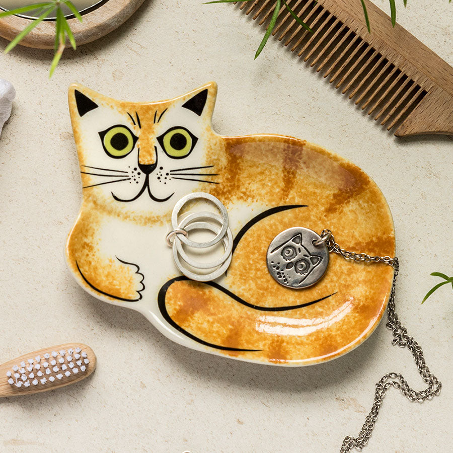 Handmade Ceramic Ginger Tabby Cat Trinket Dish | Hannah Turner Ceramics