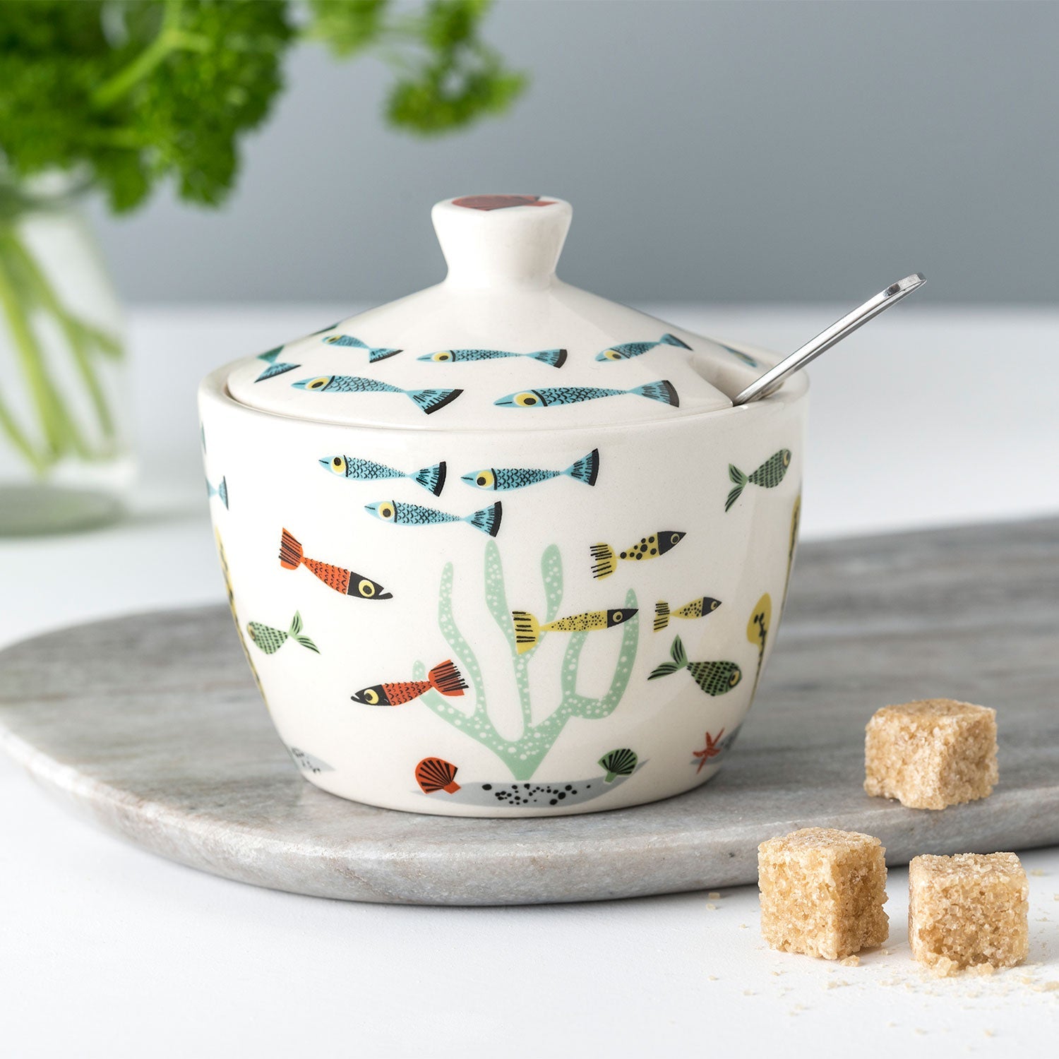Handmade Ceramic Fish Sugar Bowl with Lid | Hannah Turner
